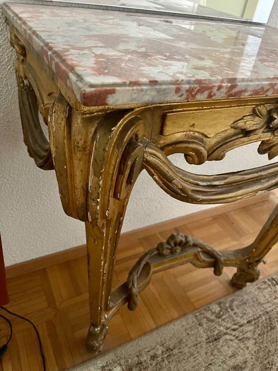 Antick Konsole Louis XV Still aus Holz geschnitzt auf Marmor (Gebraucht ...