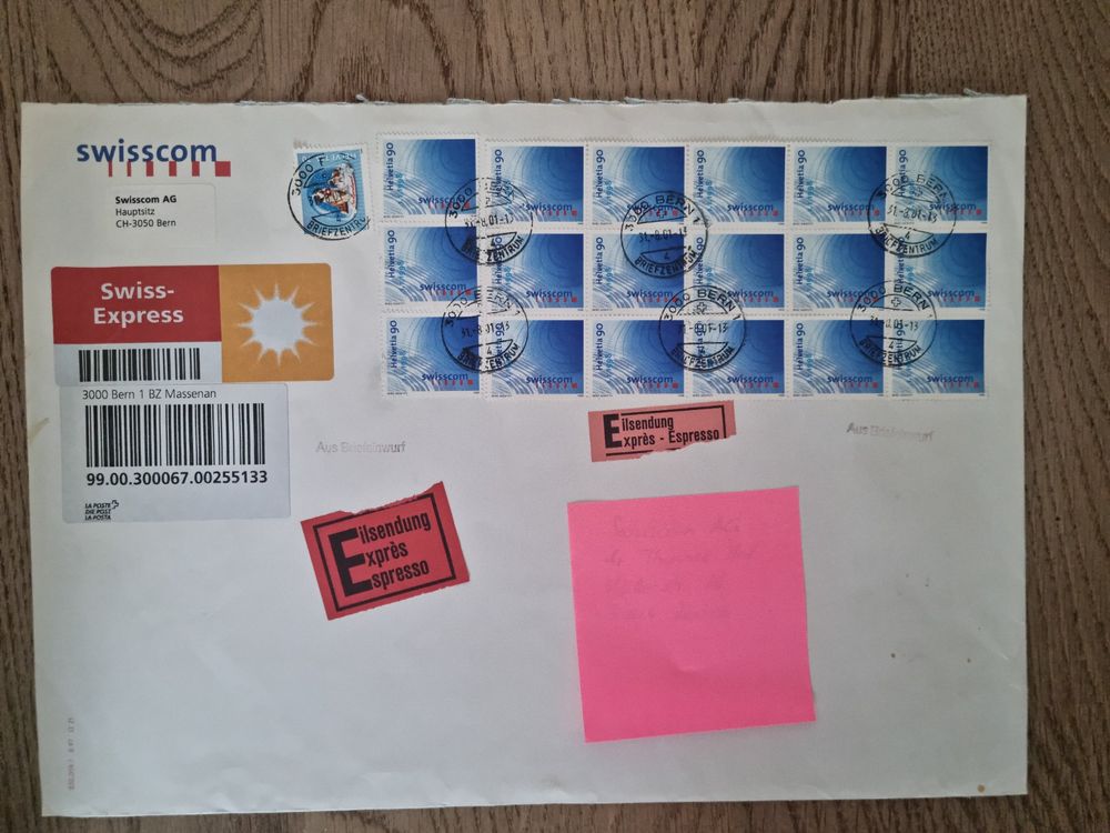 2001 Swiss Express Bedarfsbrief (Gebraucht) in Arni AG für CHF 5 – mit ...
