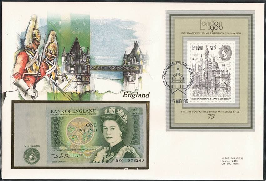 Queen Elizabeth Banknote 1985 One Pound – Banknotenbrief (Neu und ...