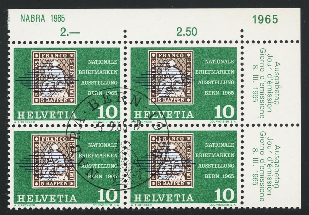 FWM Viererblock SSt: 429 NABRA Sonderstempel, 1965 (Gebraucht) in Goldswil für CHF 1.6 – mit ...