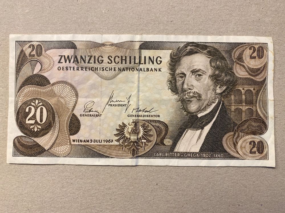 20 Schilling Banknote 1967 (Gebraucht) in Buchs SG für CHF 2 – mit ...