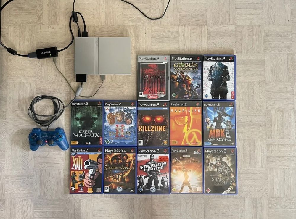 Bundle Playstation 2 Slim Silver PAL + HDMI adapter + games | Kaufen auf Ricardo