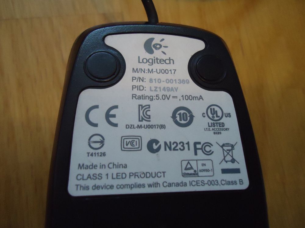 Logitech M-U0017 Black USB Wired Optical Maus (Gebraucht) in Emmenbrücke für CHF 4 – mit ...