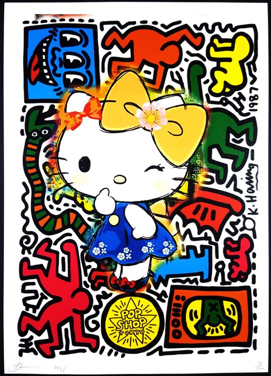 Death NYC Ltd Graffiti Pop Art Druck " Haring Hello Kitty | Kaufen auf ...