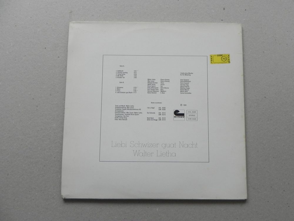 LP Schweiz Mundart CH Walter Lietha 1980 Liebi CH guat Nacht (Gebraucht ...