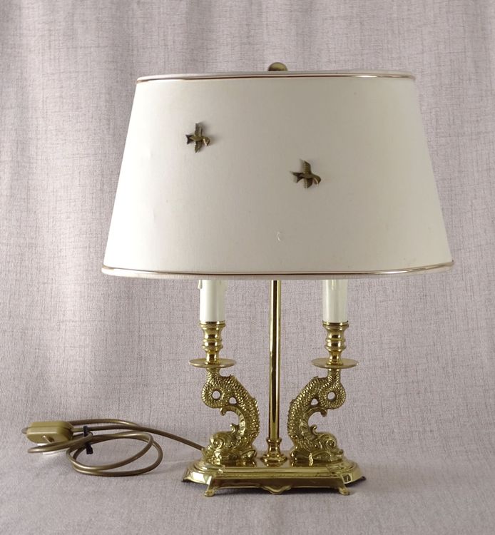 Vintage Tischlampe aus Messing – mit 2 Delfinen (Gebraucht) in ...