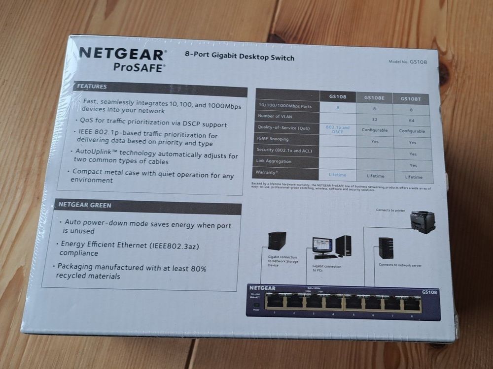 8-Port Switch, Netgear GS108 (originalverpackt) (Neu und ...