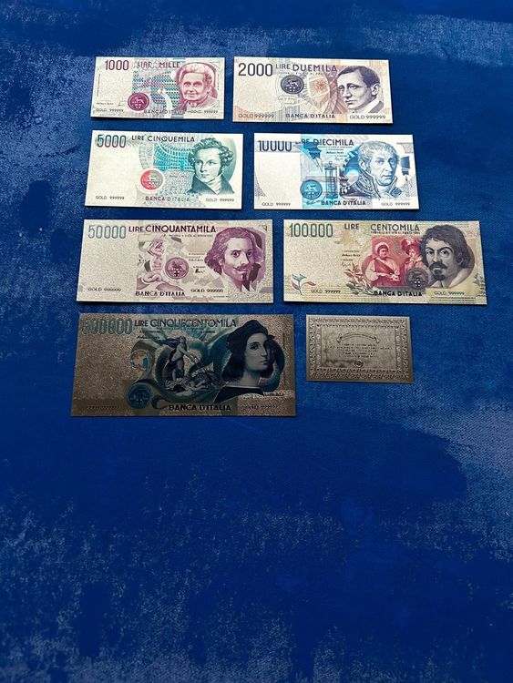 Banknoten Italien Italienische Lira vergoldet 7 Stück | Kaufen auf Ricardo
