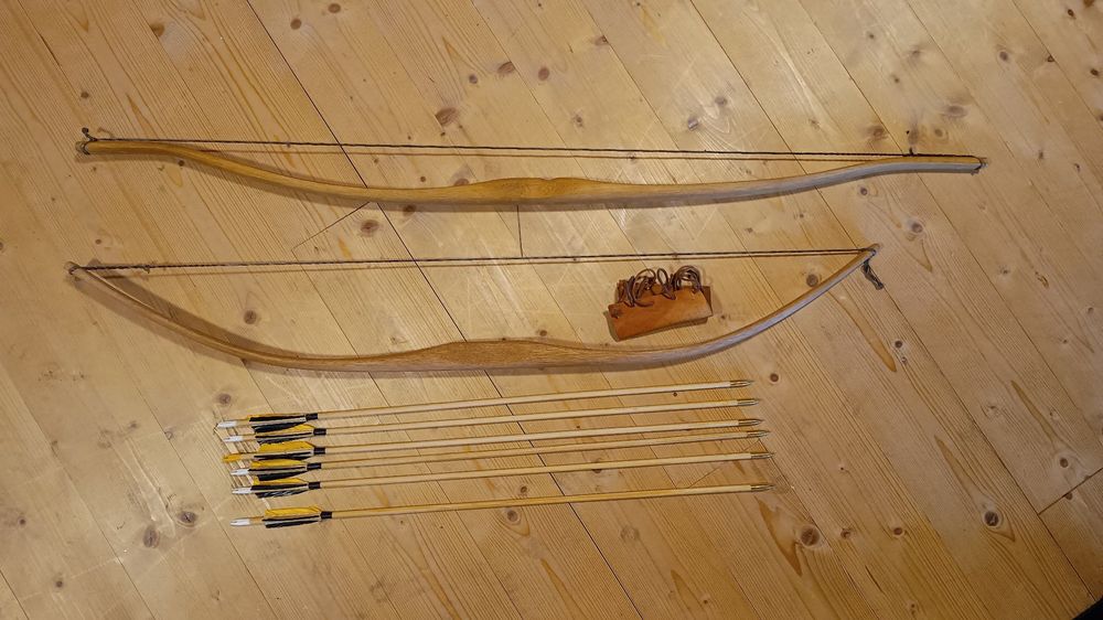 Zwei Pfeilbogen aus Holz mit sechs Pfeilen | Kaufen auf Ricardo