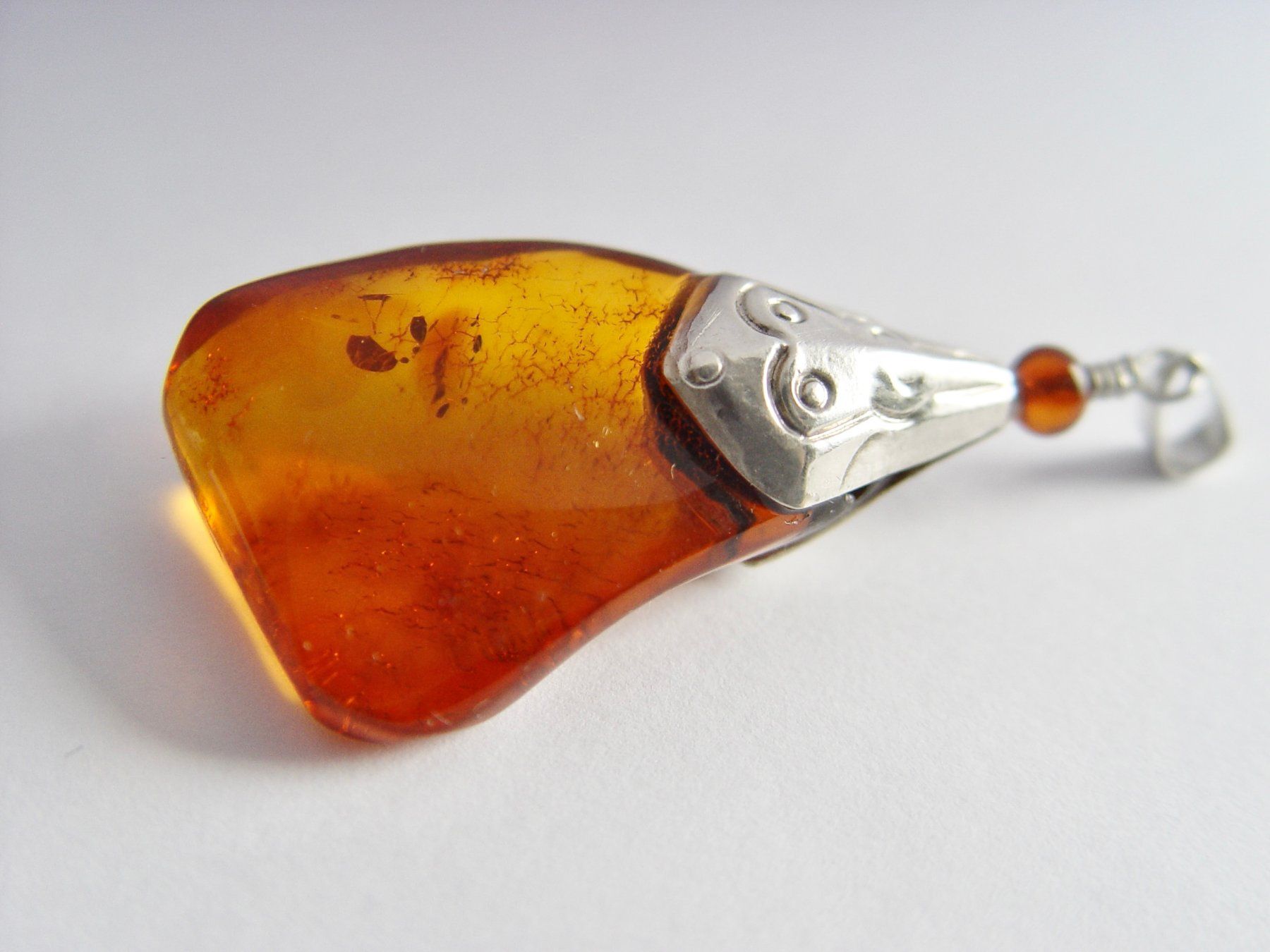 Vintage freeform Bernstein Anhänger in Silberfassung (925) (Gebraucht ...