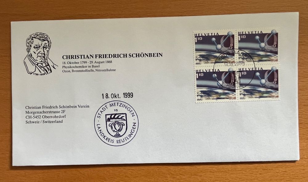 Christian Friedrich Schönbein Briefmarke von 1999 (Neu (gemäss ...