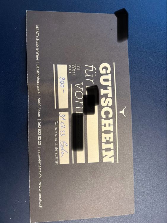 Gutschein MEAT's Steak & Wine 300.- CHF (Neu (gemäss Beschreibung)) in ...