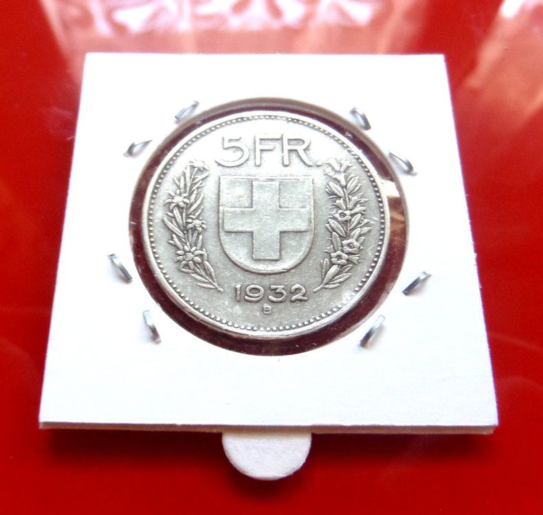 Alter SCHWEIZER 5 Fr / 1932 SILBER Münze -vorz. | Kaufen auf Ricardo