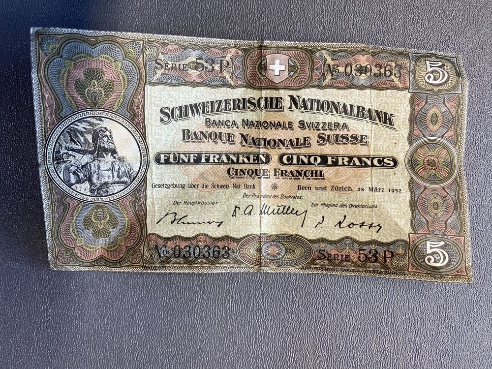 5 Fr.-Note Schweiz 1952 | Kaufen auf Ricardo
