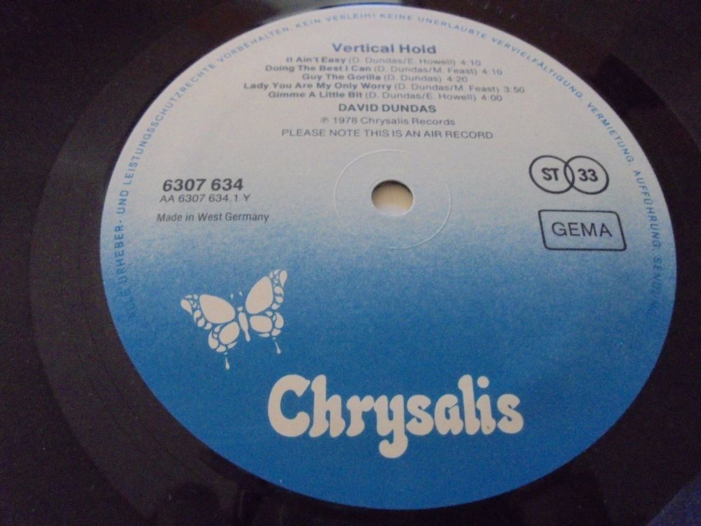 David DUNDAS " Vertical Hold " LP Deutschland 1978 (Gebraucht) in ...