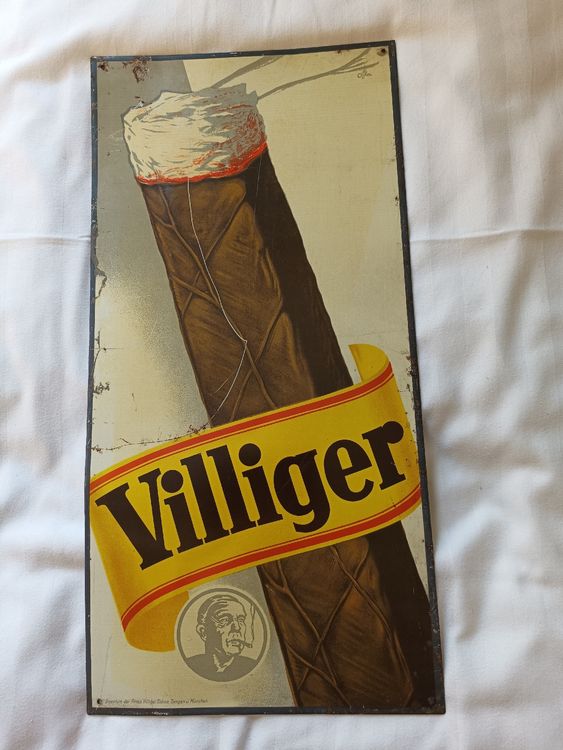 Altes original Werbe Blech Schild Villiger Stumpen ca. 1930 (Gebraucht ...