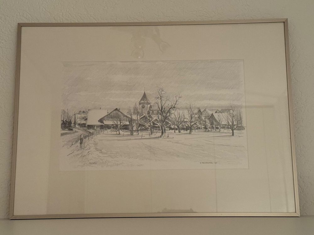 Bleistiftzeichnung Kirche Illnau von W. Schenkel, Fehraltorf (Gebraucht ...