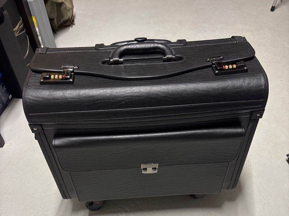 Pilotenkoffer Aktenkoffer 49cm Spaltleder 4 Rollen *NEU* (Neu (gemäss ...