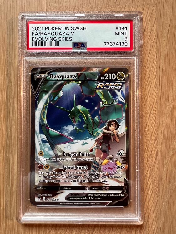 1x POKEMON RAYQUAZA V ALT ART EVOLVING SKIES CARD PSA 9 MINT (Gebraucht ...