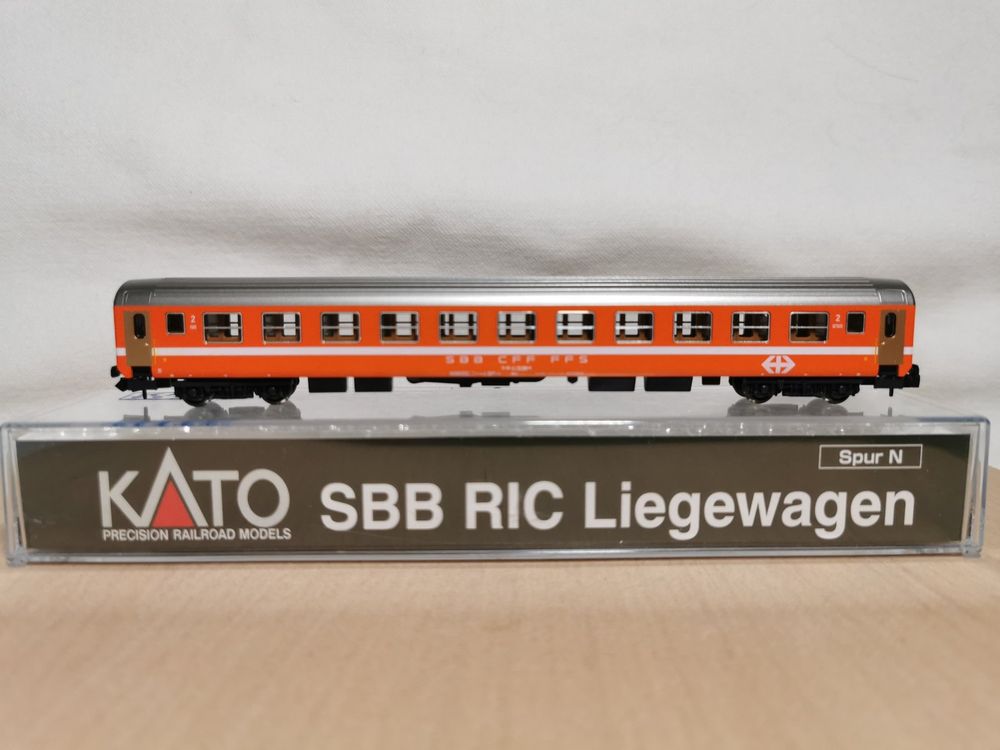 Spur N Katgo 23201 SBB RIC Wagen orange mit Innenbeleuchtung (Neu (gemäss Beschreibung)) in ...
