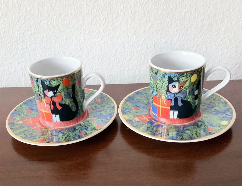 2 Espresso Tassen Weihnachten Rosina Wachtmeister Katzen | Kaufen auf Ricardo