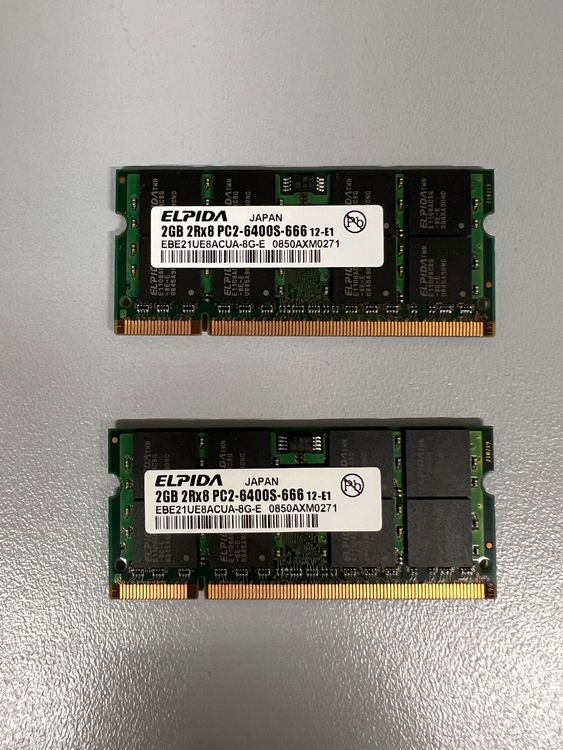 2x 2GB 2Rx8 PC2-6400S-666 12-E1 RAM von Elpida | Kaufen auf Ricardo