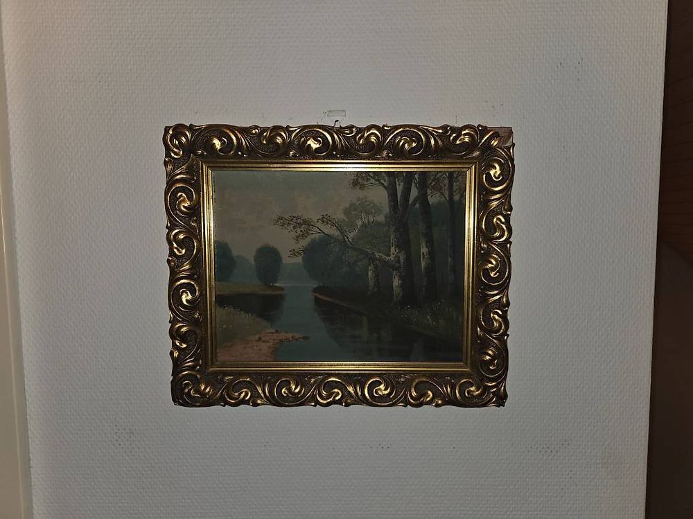 Huile sur toile paysage rivière par SUNES, 1973, négociable (D'occasion ...