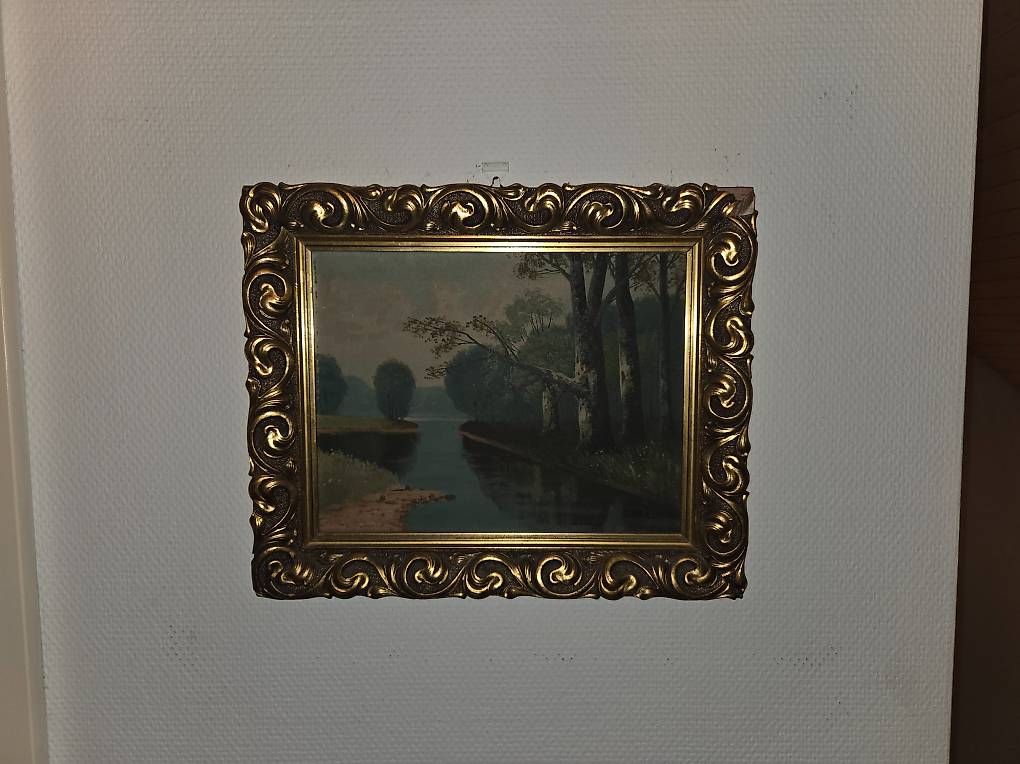 Huile sur toile paysage rivière par SUNES, 1973, négociable (D'occasion ...