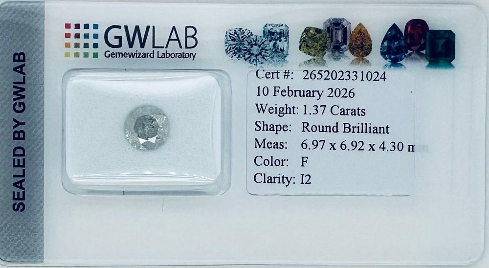 Natürlicher Diamant 1.37 ct – F Farbe – mit GWLAB Zertifikat (Neu und ...
