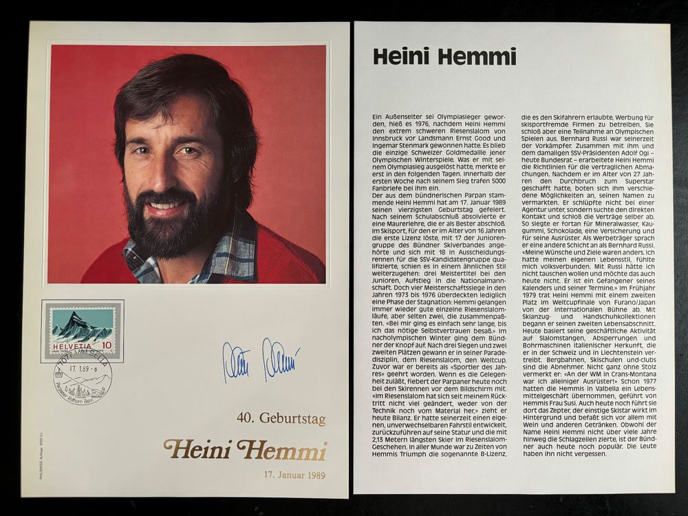 Autogramm Heini Hemmi 40. Geburtstag Valbella 17.01.1989 (Neu (gemäss ...