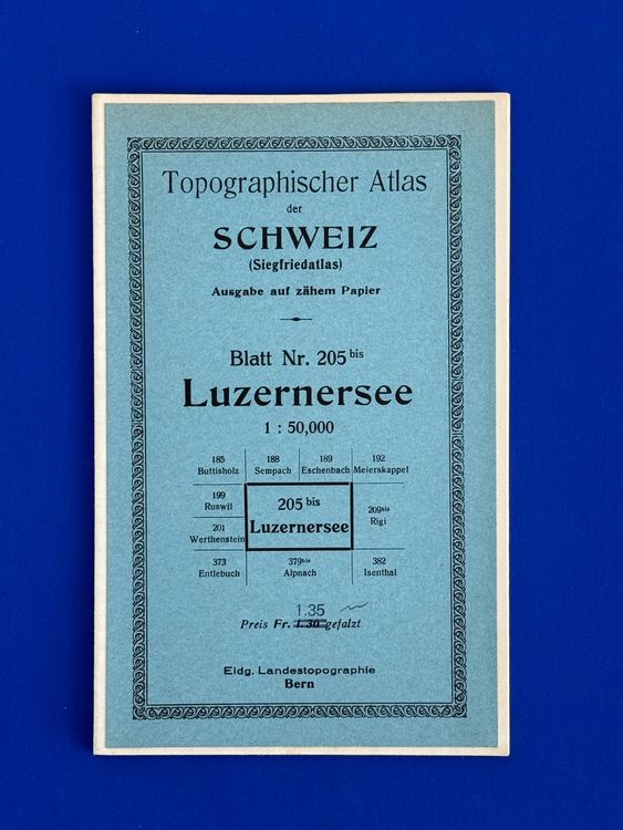 Siegfriedatlas. Blatt 205bis: Luzernersee. 1933 (Gebraucht) in Adliswil für CHF 20 – mit ...