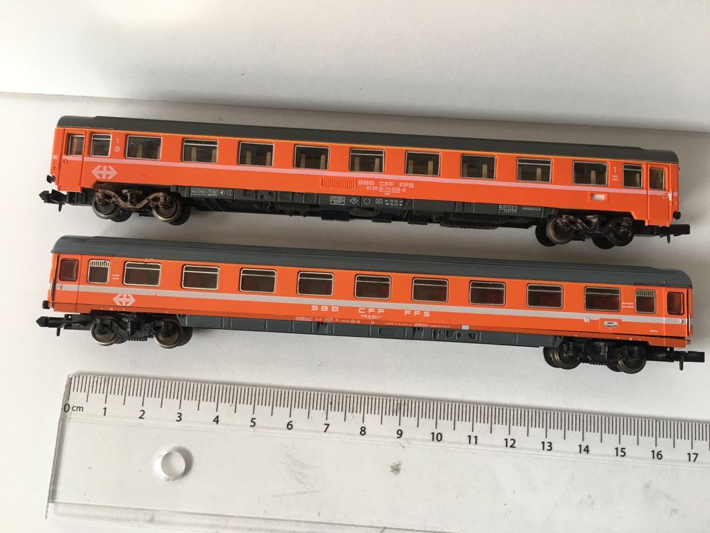 2er Set Trix und Arnold Spur N Personenwagen SBB orange (Gebraucht) in ...