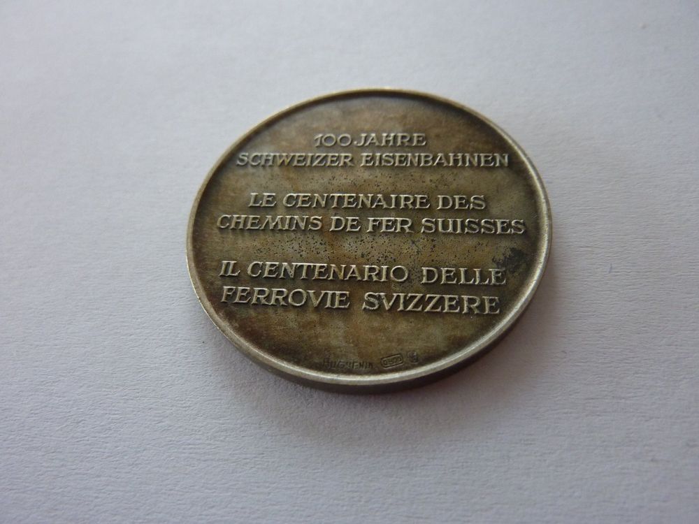Silbermedaille : 100 Jahre schweizer Eisenbahn 1847-1947 (Neu (gemäss Beschreibung)) in Birrwil ...
