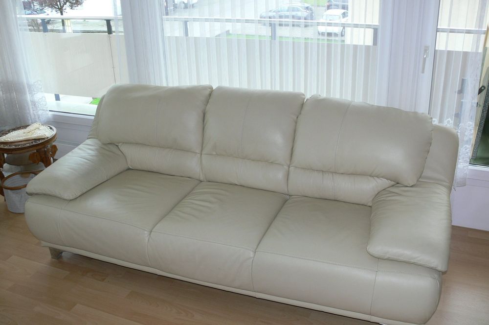 Polstergruppe /2er und 3er Sofa Leder beige | Kaufen auf Ricardo