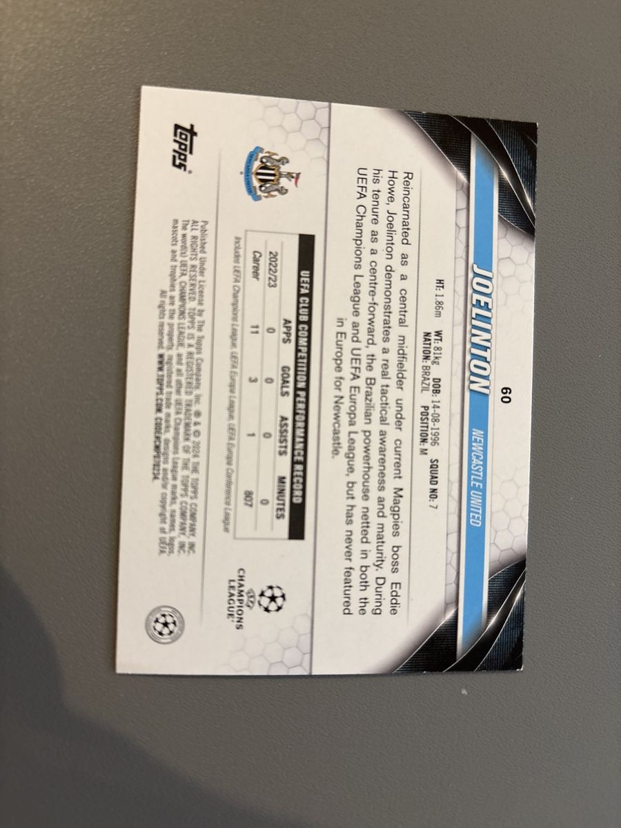 Topps Joelinton UEFA Champions League Karte - Newcastle! (Gebraucht) in ...