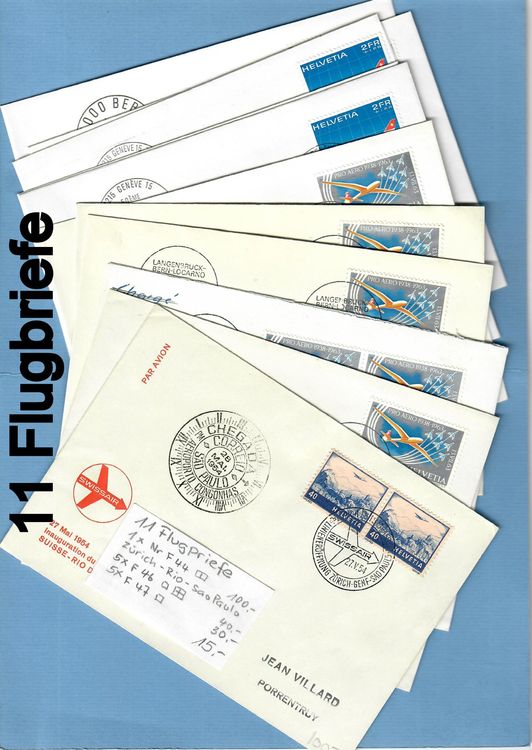 11 Flugpost- Briefe mit Brief Nr.44 Zürich-Rio Kat.100.- (Gebraucht) in Bützberg für CHF 15 ...