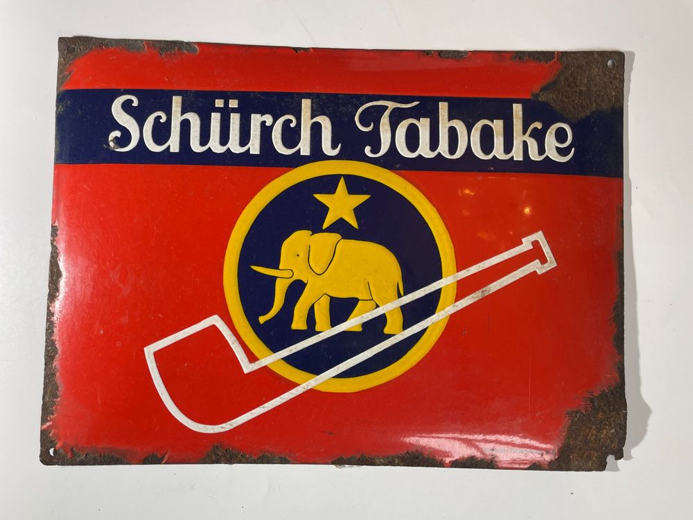 Schürch Tabake, altes Emailschild, original | Kaufen auf Ricardo