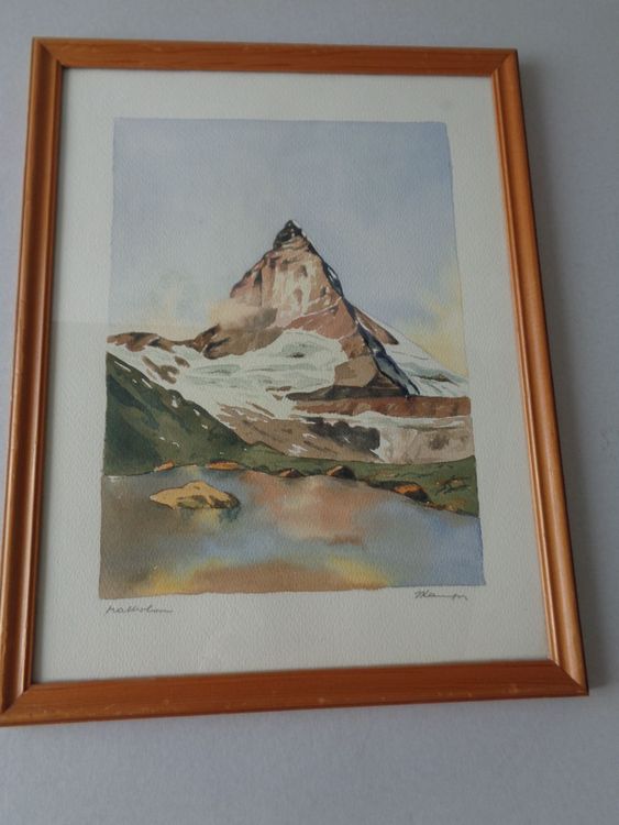 Aquarell Matterhorn signiert hinter Glas | Kaufen auf Ricardo
