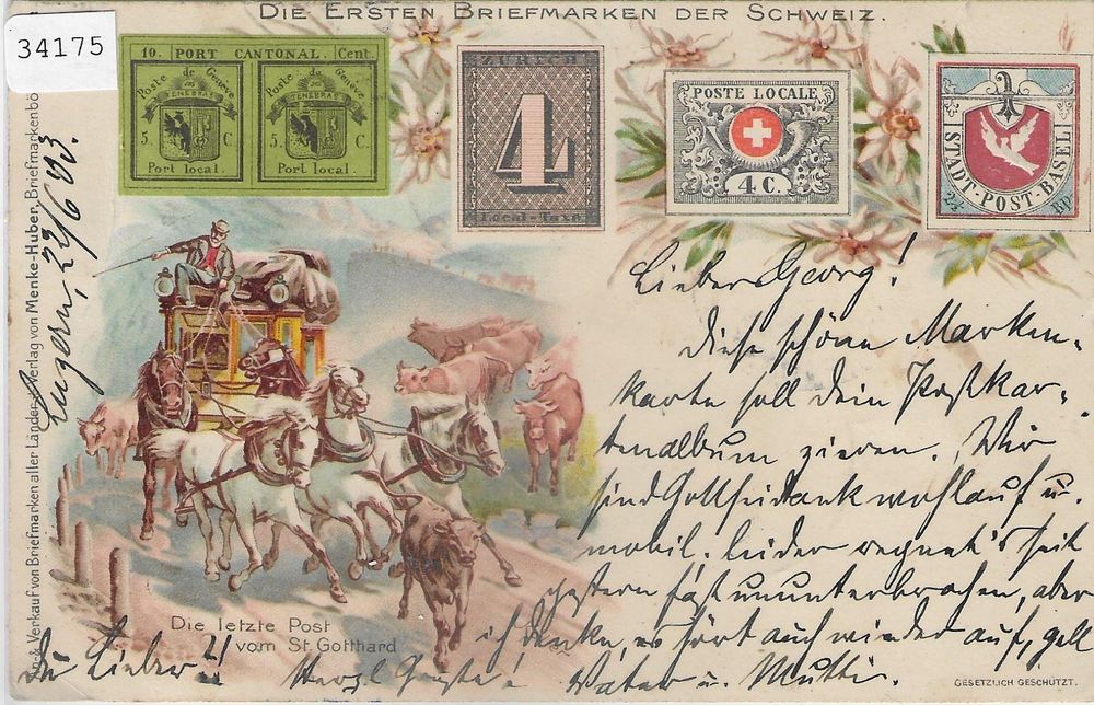 Die ersten Briefmarken der Schweiz - Gotthardpost - Litho | Kaufen auf Ricardo