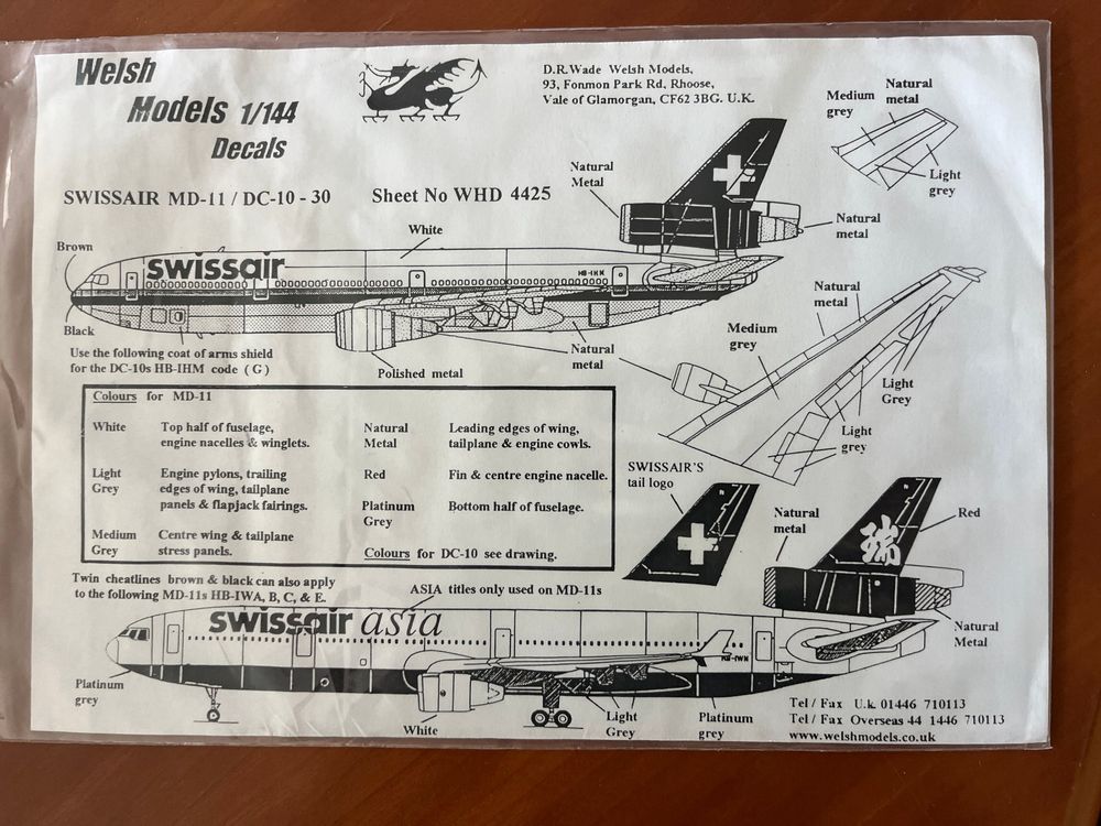 1/144 Decals Swissair DC-10 und MD-11 (Neu und originalverpackt) in für ...