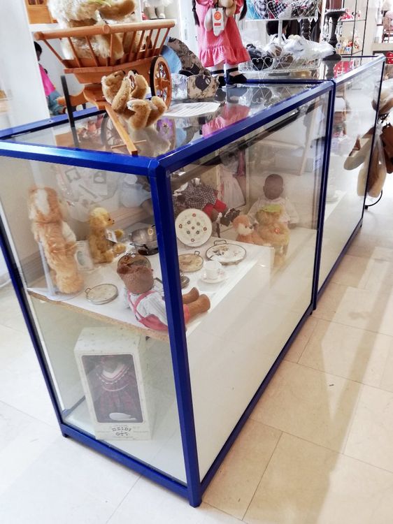 Ausstellvitrine, Thekenvitrine mit Aluminium-Rahmen (blau) (Gebraucht ...