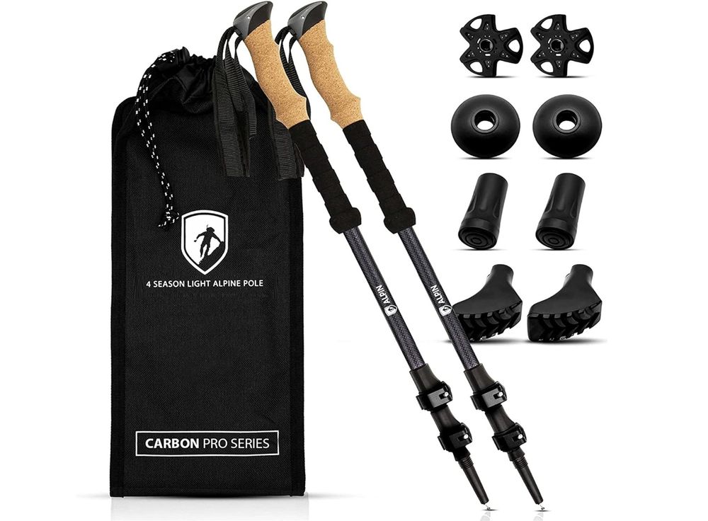 Teleskop Carbon Wanderstöcke verstellbar Korkgriff 105-135cm (Neu und originalverpackt) in ...