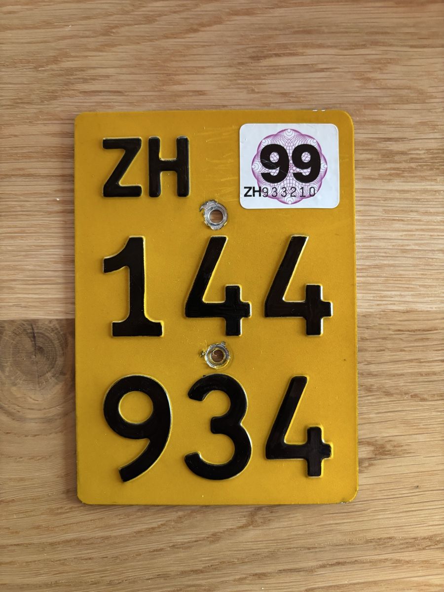 Mofanummer Nummernschild Mofa Töffli Zürich ZH 144 934 (Gebraucht) in Grosswangen für CHF 15 ...