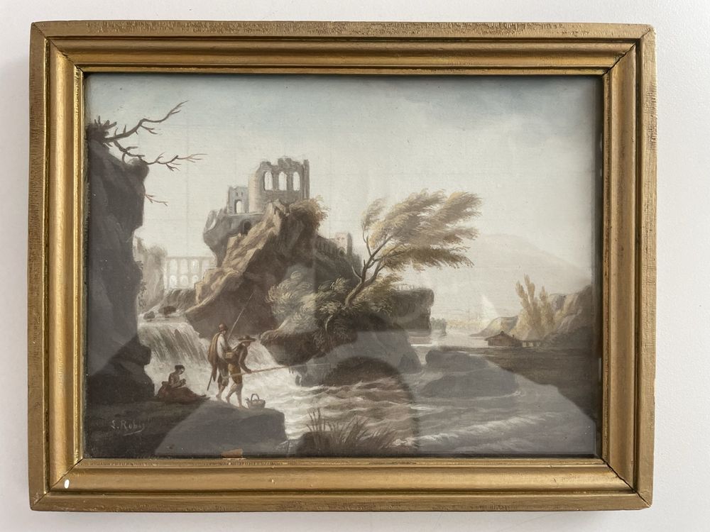 Gemälde Gouache sign Robi nach Hubert Robert 1733 - 1808 (Gebraucht) in ...