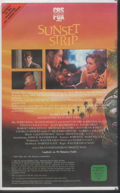 Sunset Strip (USA 1988) CBS FOX VHS 5436 (Gebraucht) in Remetschwil für CHF 35 – mit Lieferung ...