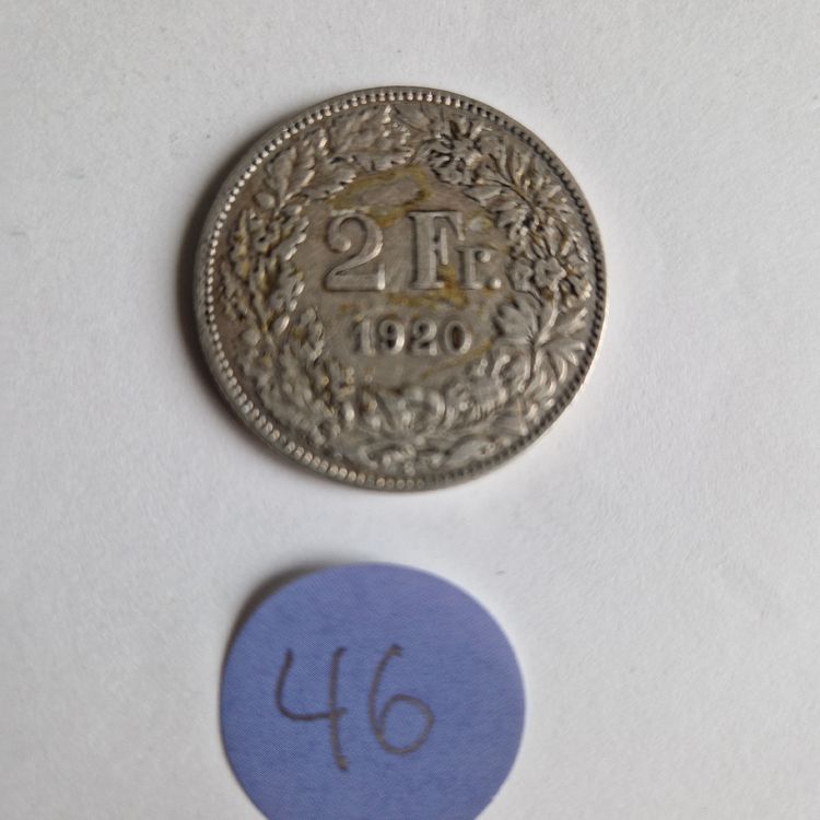 Silbermünze 2 Franken Helvetia 1920 Schweiz (Gebraucht) in Stans für CHF 7 – mit Lieferung auf ...