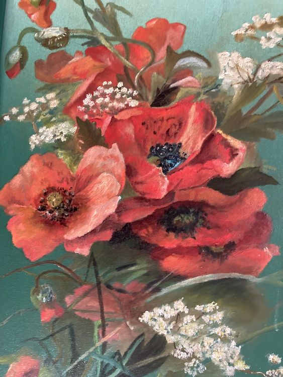 GEMÄLDE BILD Mohnblumen monogrammiert MK. | Kaufen auf Ricardo