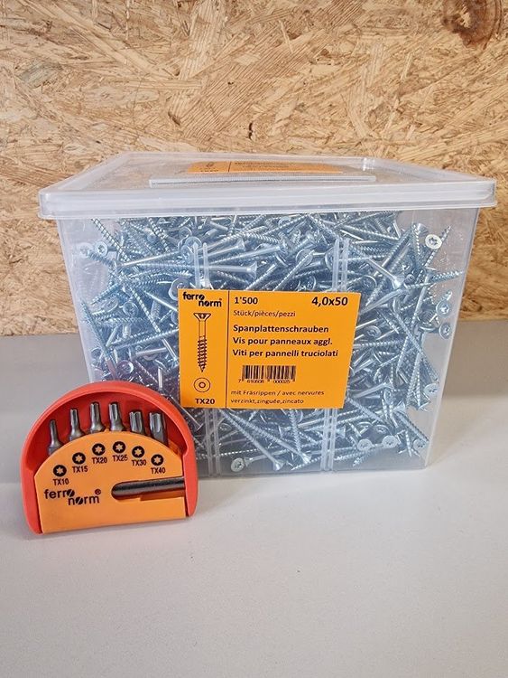 Spanplattenschrauben 4,0 x 50 mm, 1500 Stück von ferronorm (Neu und ...