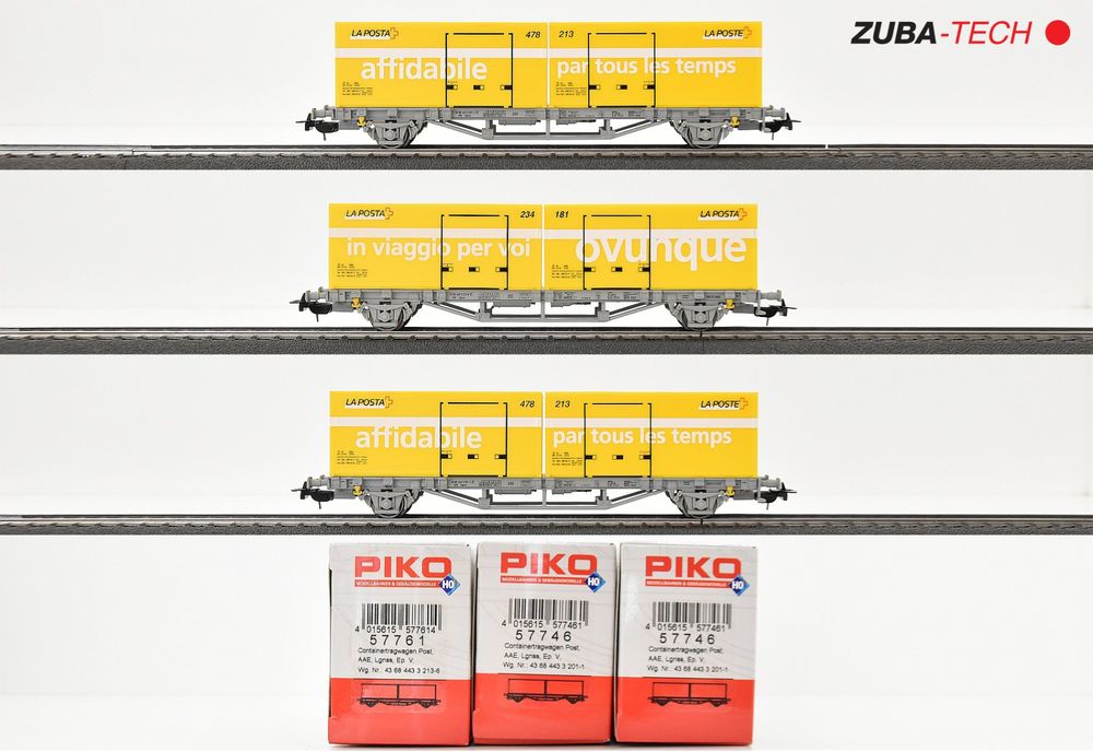Piko 3x Post Containerwagen der SBB, H0 GS mit OVP (Gebraucht) in St ...