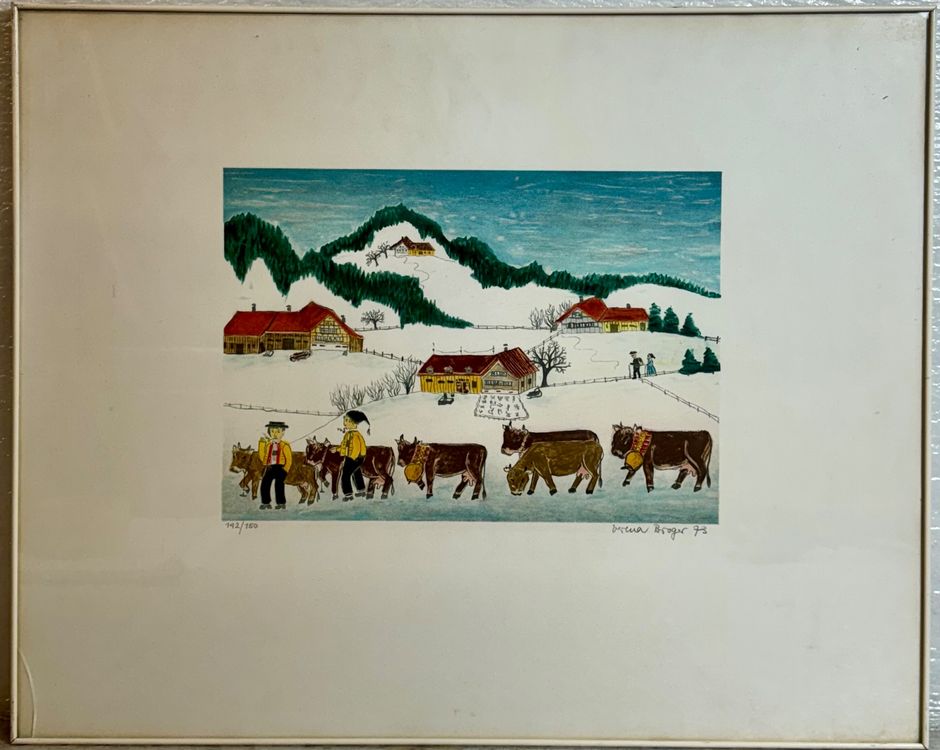 Verena Broger (1943) Appenzell Alpen Aufzug Litho. Handsig. (Gebraucht) in Root für CHF 20 – mit ...